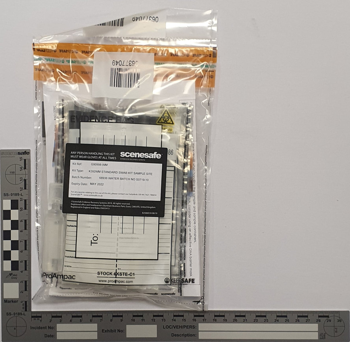 K392WM Standard Swabbing Kit Sample Site — SceneSafe