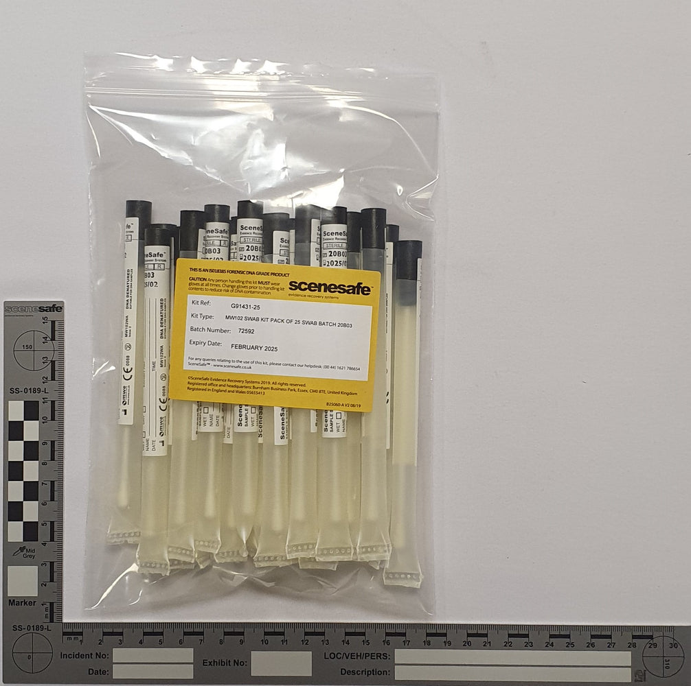 DNA free Swab*, plastic stem plain tip. FORENSIC DNA GRADE — SceneSafe